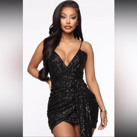 Fashion Nova | Dresses | Sequin Black Mini Dress | Poshmark